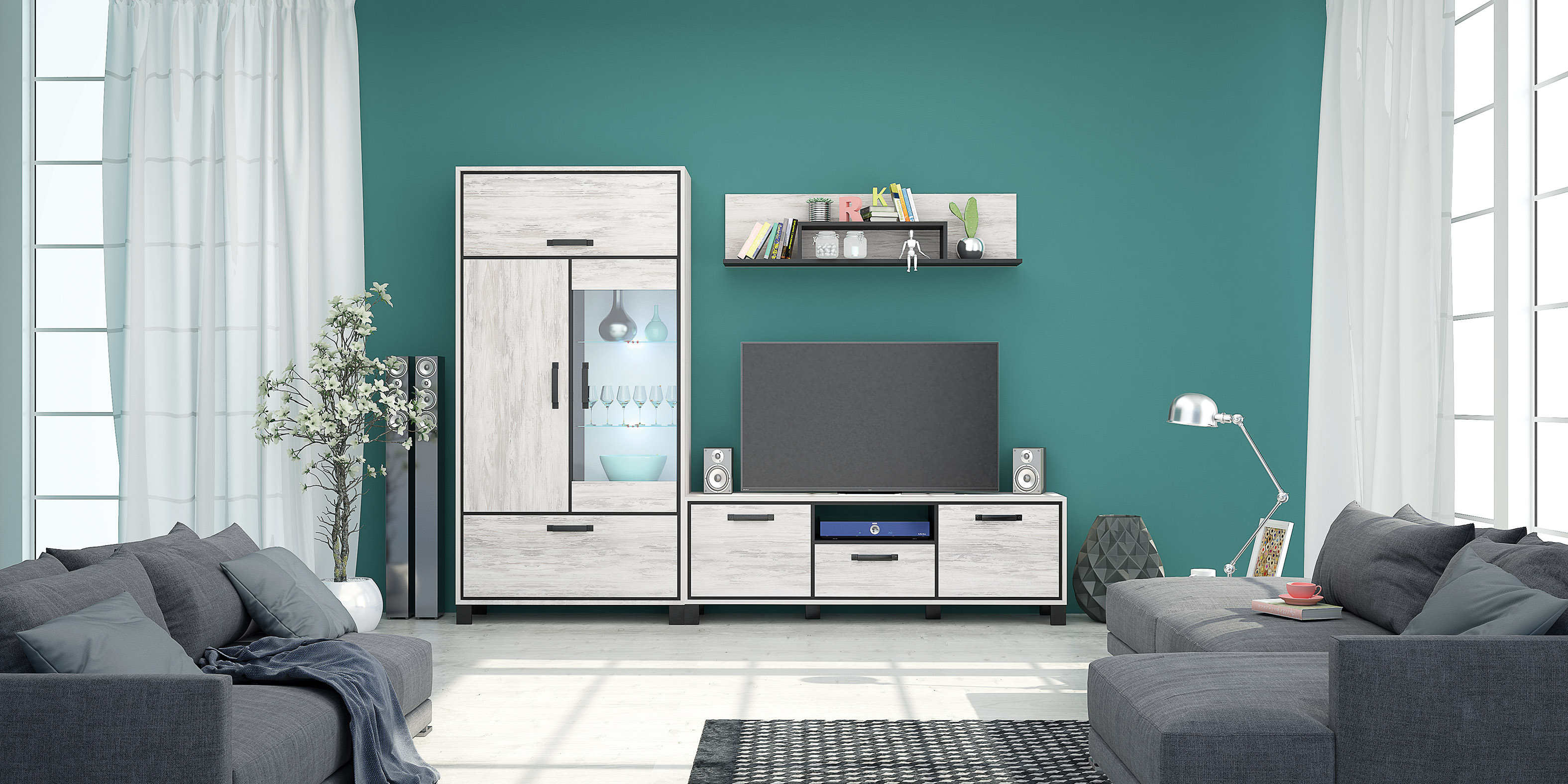 Модулна дневна Евелин 2 ︽ Онлайн на Цена 535,00 лв. - ХОП Мебели