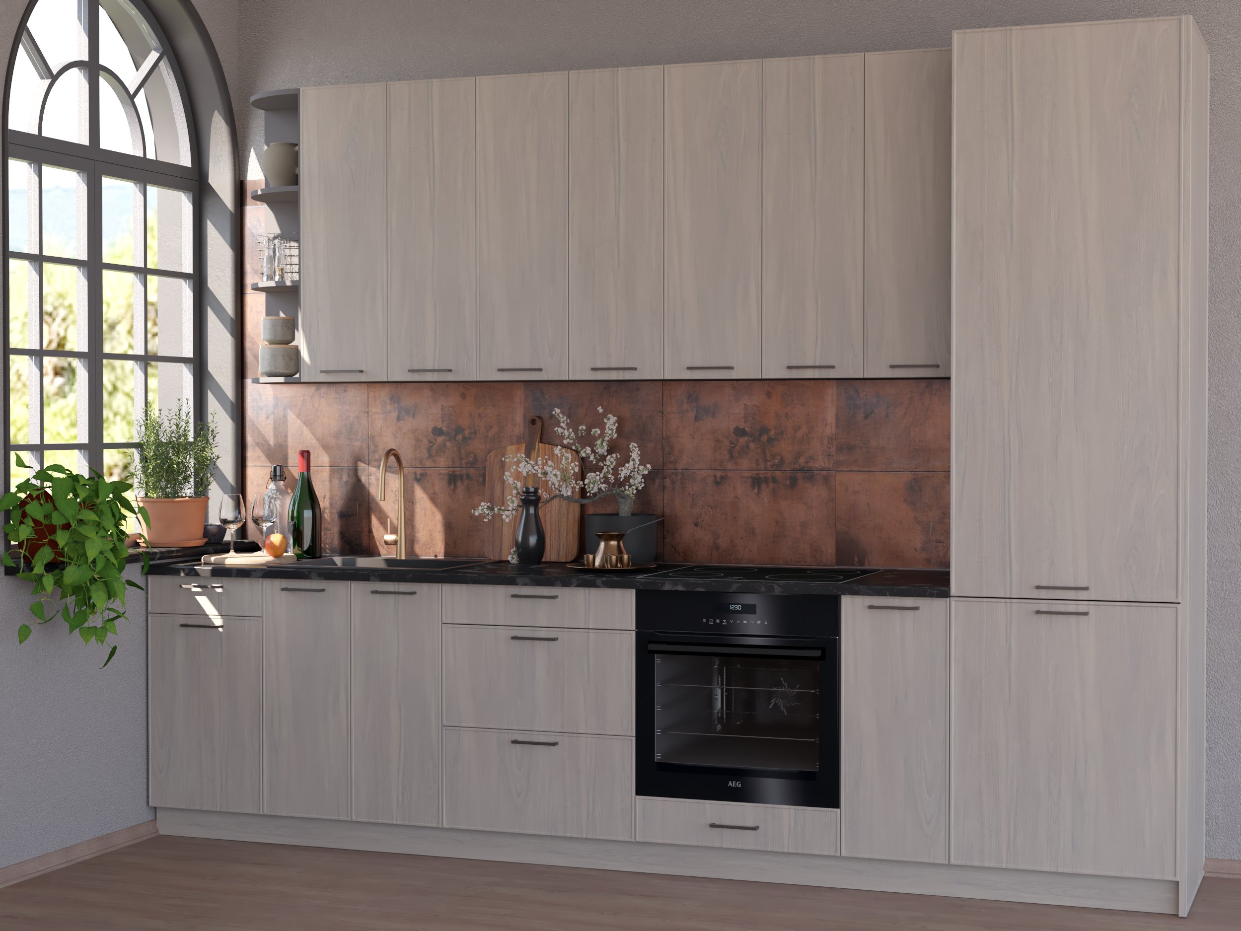 Кухня Ариел 3м. - парма венге ︽ Онлайн на Цена 1489,00 € - ХОП Мебели