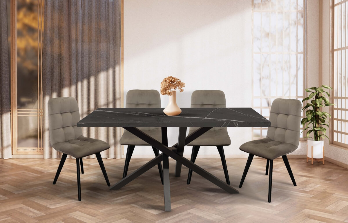 Трапезна маса Пабло Х 160/90 - черен мрамор ︽ Онлайн на Цена 681,00 лв ...